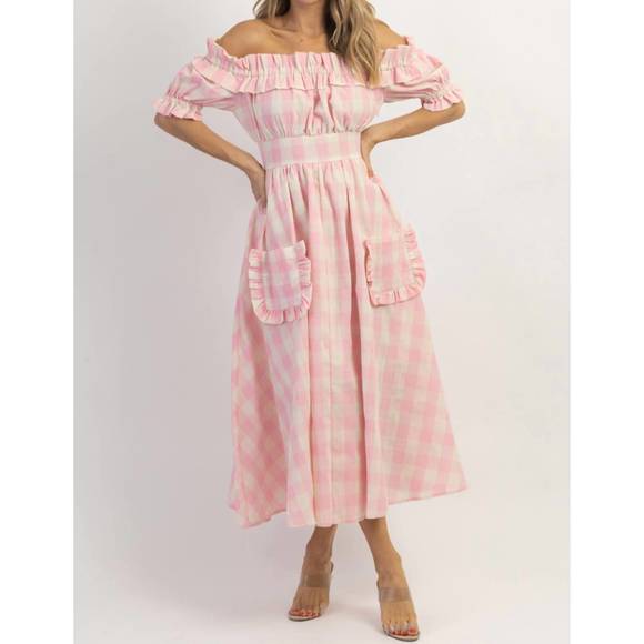 Mable | Dresses | New Mable Dreamstate Gingham Maxi Dress In Pink ...